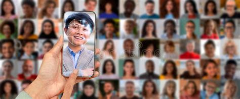 A Person Holds A Smartphone Displaying A Facial Recognition Scan Stock Image Image Of Screen
