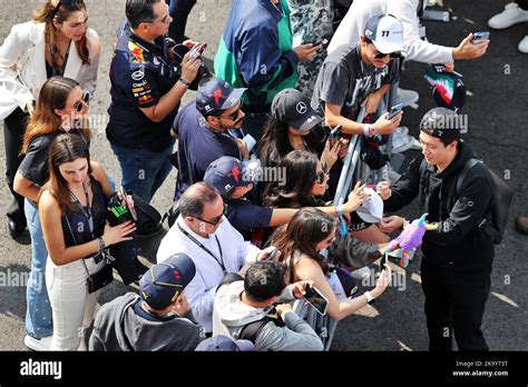 Guanyu Zhou Chn Alfa Romeo F1 Team With Fans Mexican Grand Prix Sunday 30th October 2022