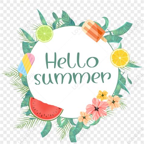 여름 식물 꽃 일러스트 과일 테두리카드벽지 Png 일러스트 무료 다운로드 Lovepik