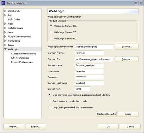 Forthnet Weblogic Server Eclipse Plugin Mywl Configuration Guide