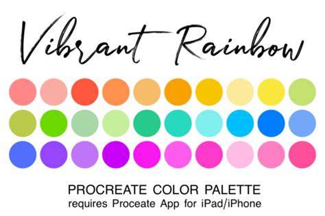 Vibrant Rainbow Procreate Color Palette Graphic By Juliecampbelldesigns · Creative Fabrica