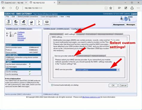 MMS Service Provider Configuration