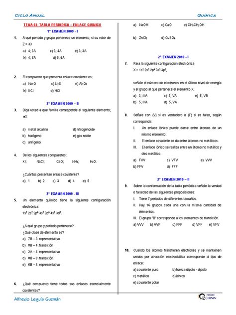 Tema 03 Tabla Periodica Enlace Quimico Tl Pdf Enlace Covalente