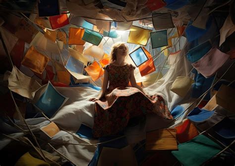 Premium Ai Image A Surreal Shot Of A Quilter Surrounded By Floating