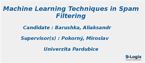 Machine Learning Techniques In Spam Filtering PHD Thesis S Logix