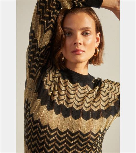 Buy Oasis Sparkle Zig Zag Knit Sweater In Black 6thstreet Qatar