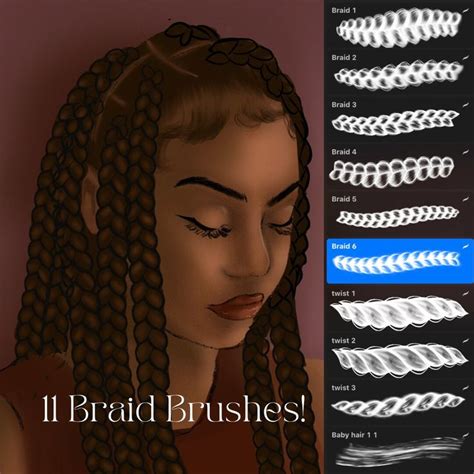 Procreate Braid Brush Set Natural Hair Brushes Procreate Braid