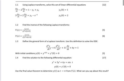 Solved Using Laplace Transforms Solve This Set Of Chegg