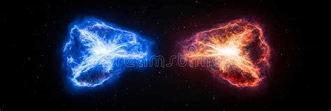 Cosmic Nebula Vibrant Colors And Stellar Collision A Vibrant Cosmic Scene Depicting A Collision