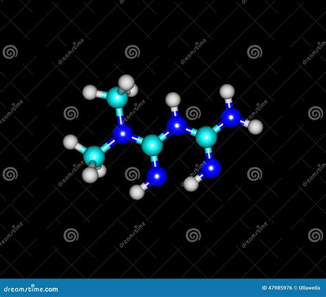 Metformin Molecule 3d Molecular Structure Ball And Stick Model Structural Chemical Formula