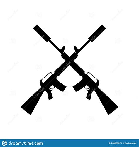 Machine Ector Icon Set Weapon Illustration Sign Collection Army Symbol Infantry Logo War