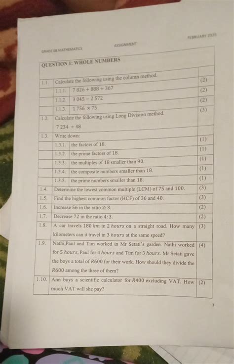 Grade Ub Mathematics Assignment February Studyx