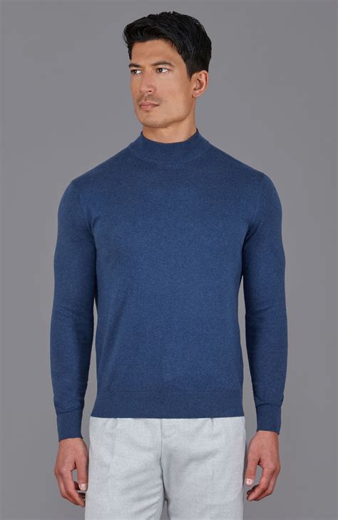 Mens Mock Turtleneck Jumper Made Of 100 Cotton Knit Crafted In A