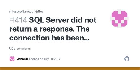 sql server did not return a response the connection has been closed