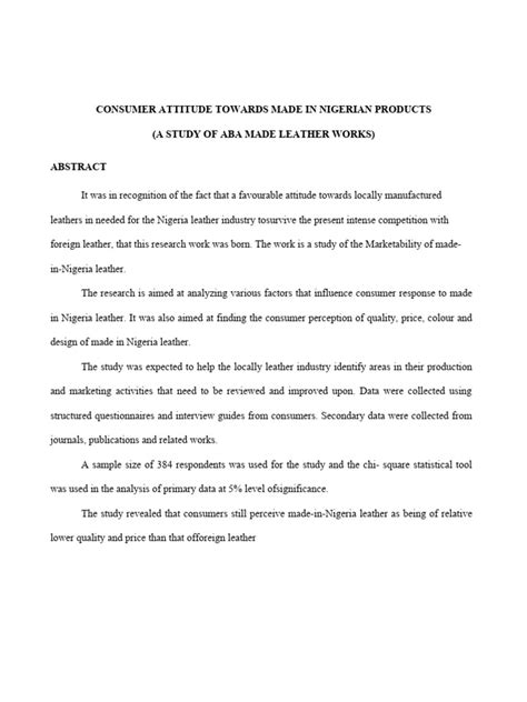 Consumer Attitude Towards Made In Nigerian Products Pdf Behavior