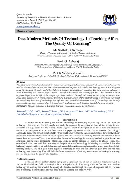 Pdf Does Modern Methods Of Technology In Teaching Affect The Quality