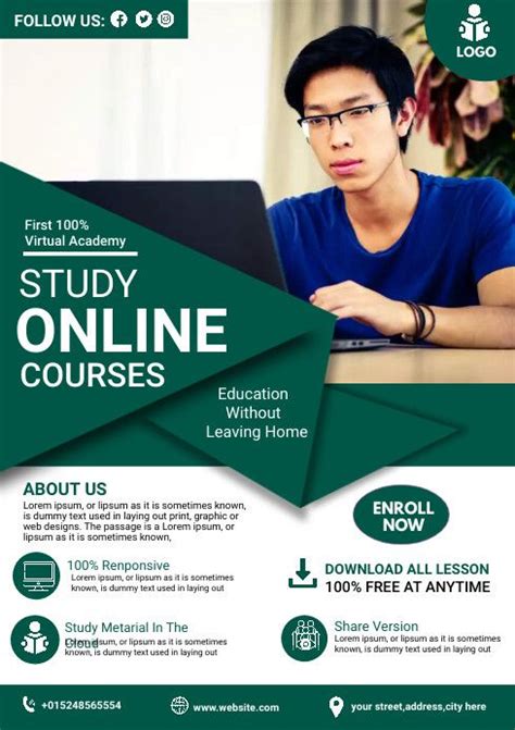 Education Small Flayer Design Class Poster Flyer Template Brochure