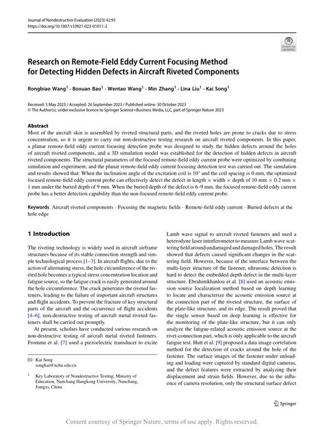 Research On Remote Field Eddy Current Focusing Method For Detecting Hidden Defects In Aircraft