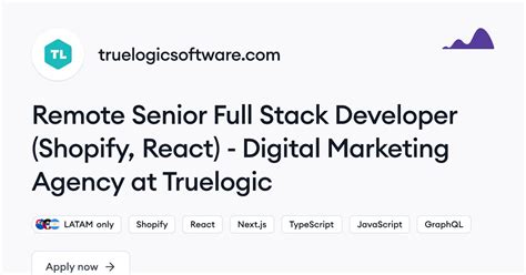 Remote Senior Full Stack Developer Shopify React Digital Marketing