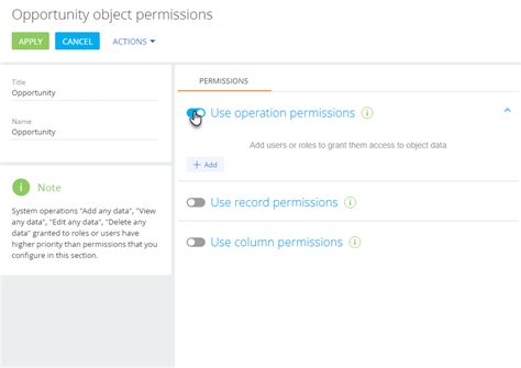 object operation permissions creatio academy