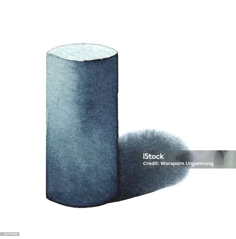 수채화 스타일의 극적인 빛과 그림자원통 기본 기하학적 모양 흰색 배경에서 분리된 솔리드입니다 클리핑 경로 0명에 대한 스톡 벡터 아트 및 기타 이미지 Istock