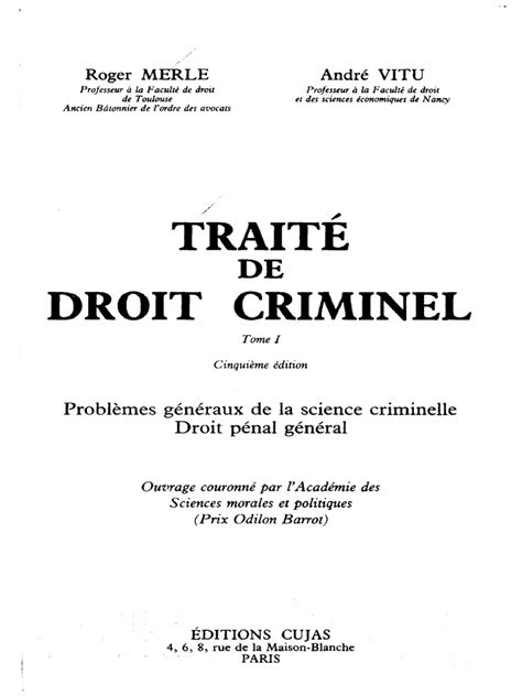 Belm 12696 Traité De Droit Criminel Merle Pdf Business