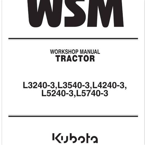 Kubota Tractor L3240 Workshop Manual