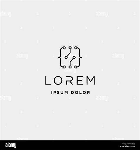 Coding Digital Logo Design Template Vector Programmer Connect Lineart