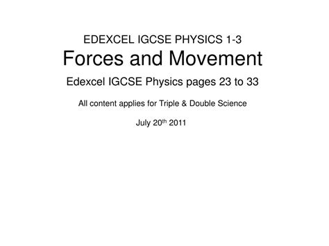 PPT EDEXCEL IGCSE PHYSICS 1 3 Forces And Movement PowerPoint Presentation ID 6203962