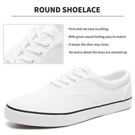 Fracora Mens White Canvas Shoes Low Top Canvas Sneakers