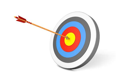 중앙에 대상 및 화살표를 지정합니다 흰색 배경에 격리 3d 렌더 0명에 대한 스톡 사진 및 기타 이미지 0명 경쟁 골 스포츠 장비 Istock