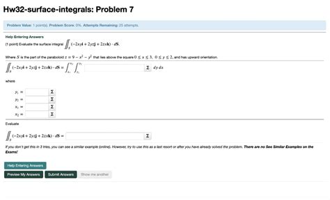 Solved Point Evaluate The Surface Integral Chegg