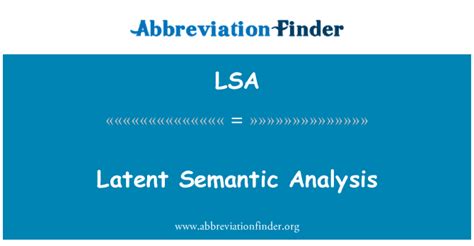 Lsa 代表 潜在语义分析 Latent Semantic Analysis