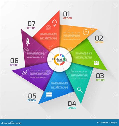 Windmill Style Circle Infographic Template For Graphs Charts Stock Vector Illustration Of