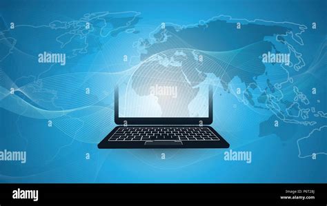 Digital Network Connections Technology Background Cloud Computing Design Concept With World