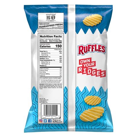 Ruffles Double Crunch Salt And Vinegar Potato Chips 725oz Snacks Fast