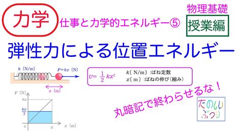 弾性力による位置エネルギー高校物理 物理基礎 力学 仕事と力学的エネルギー⑤ 弾性力による位置エネルギー 授業 YouTube