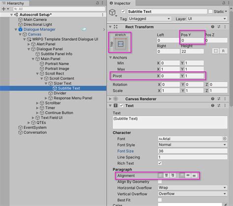 Dialogue System For Unity Autoscroll Setup
