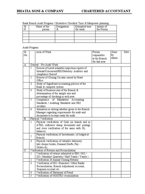 Audit Programm Format Pdf