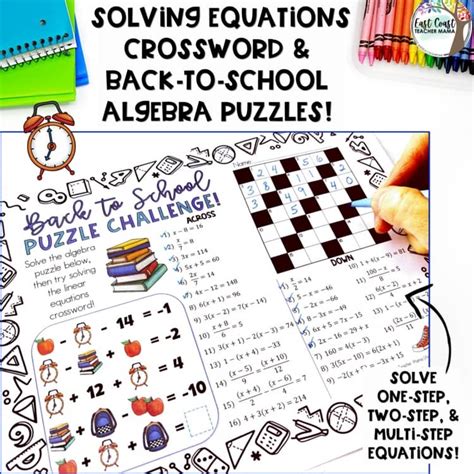 Back To School Math Puzzles For High School 9th Grade Solving Equations