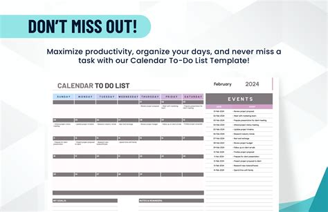 Calendar To Do List Template In Excel Google Sheets Download Template Net