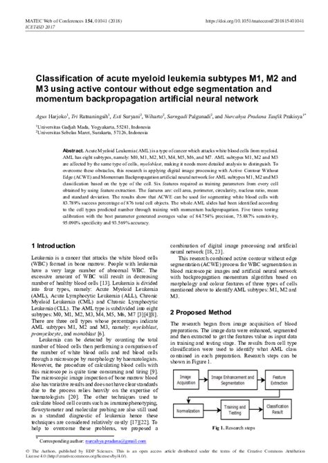 Pdf Classification Of Acute Myeloid Leukemia Subtypes M1 M2 And M3