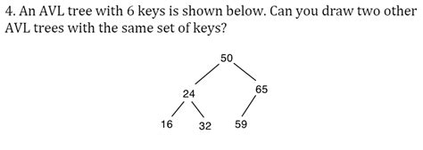 solved an avl tree with 6 keys is shown below can you draw