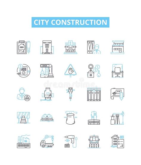 City Construction Vector Line Icons Set Urbanization Architecture