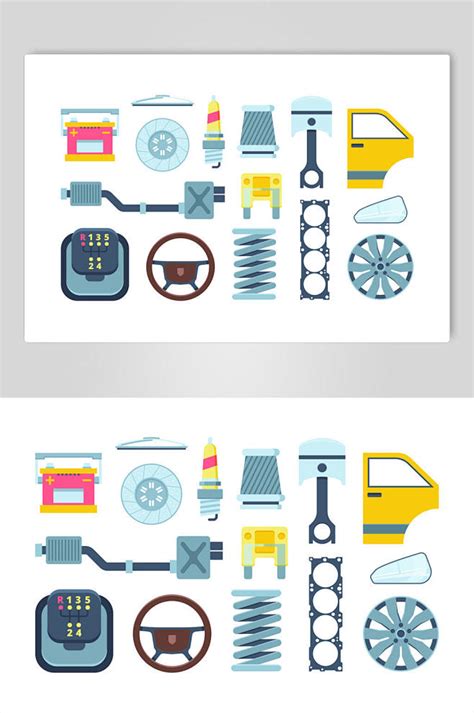 汽车零件配件插画矢量素材 众图网