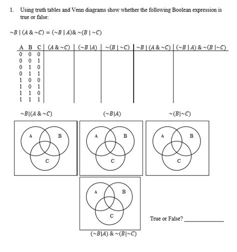 solved 1 using truth tables and venn diagrams show whether