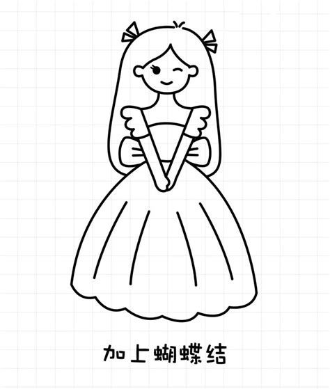 简笔画可爱小人女孩可打印（漂亮10张）简笔画图片大全