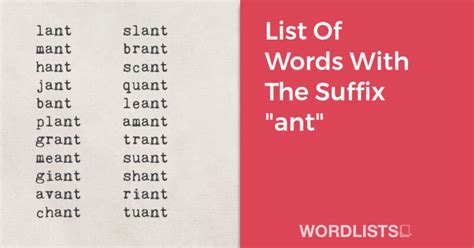 List Of Words With The Suffix Ant