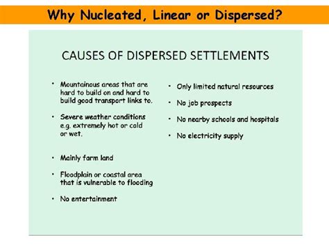 Settlement Patterns Dispersed Linear Nucleated Settlement Patterns And
