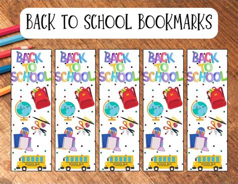 Back To School Bookmark First Day Of School Printable Bookmark